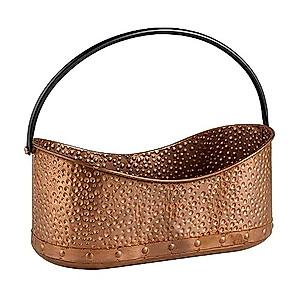 47th & Main Metal Baskets Rustic Hammered Iron Storage Basket Set with Handles, 2-Count, Copper Finish