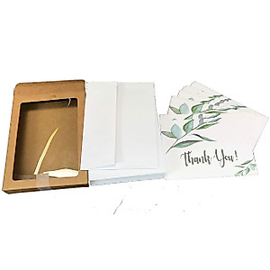 25 Greenery Thank You Cards (Flat not Foldable) With 25 Envelopes For Weddings, Engagements, Birthday, Baby or Bridal Shower, Housewarming Thanks Invites.