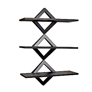 Danya B. Diamonds 3-Level Wall Mount Shelving System - Decorative Floating Shelves (Black)