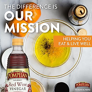 Pompeian Gourmet Red Wine Vinegar, Perfect for Salad Dressings, Marinades & Sauces, Naturally Gluten Free, 30 Ounce