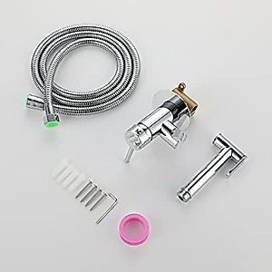 MINJING Handheld Bidet Sprayer for Toilet, Brass Cloth Diaper Sprayer Kit Wall Mounted Bidet Sprayer Set Single Handle Toilet Bidet Sprayer Kit with 150cm Shower Hose