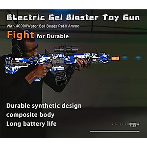 Electric Gel Ball Blaster, High Speed Automatic Splatter Ball Blaster with 40000+ and Goggles, JIFTOK Rechargeable Splatter Ball Toys for Outdoor Activities Shooting Game Party Favors-Blue