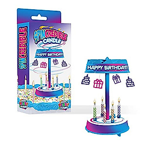 BEST PARTY EVER! Spincredible Candle, Singing Candle-Powered Spinning Cake Topper, Reusable Birthday Candle, Fits Any Size Cake, Great for Birthdays, 1 Count