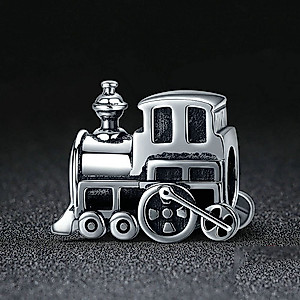 Train Charm 925 Sterling Silver Airplane Charm Travel Charm Bike Charm for Pandora Charm Bracelet (Train)