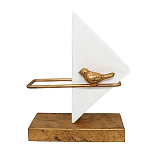 Freestanding Classic Cocktail Napkin Holder with Cast Iron Bird Design, Tabletop Tissue Dispenser, Bronze