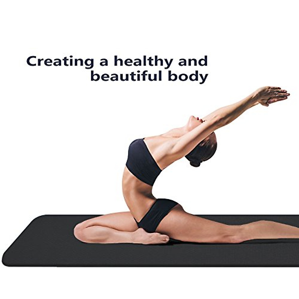 Attraction Design Yoga Mat Non Slip Exercise Mat Extra Thick Workout Mat for Yoga, Eco Friendly Exercise Yoga Mat High Density Fitness Pilates Mat with Carrying Strap, 72x 24x 6mm (Black)