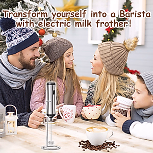 Electric Milk Frother, Handheld with Stainless Steel Stand USB-charging Foam Maker, DOUBLE WHISK Mini Blender and Electric Mixer Coffee Frother for Frappe, Latte, Matcha（USB-charging）