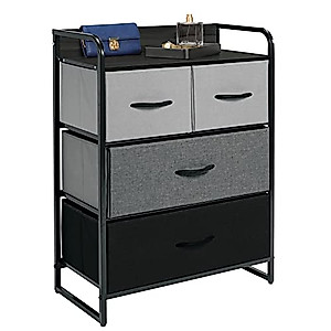 mDesign 30.9" High Steel Frame/Wood Top Storage Dresser Furniture Unit with 4 Removable Fabric Drawers - Bureau Organizer for Bedroom, Living Room, or Closet - Gray/Multi-Color/Black