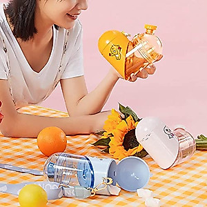 Love Storage Cup Heart Water Bottle-Shaped Cup Heart Shape Convertible Water Bottle, Plastic Portable Drinking Bottle for Girl Boy, Creative Frosted Water Sport Bottle, Rope Travel Cup Gift (Yellow)