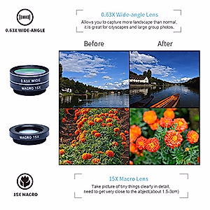 SimpLenz 7 in 1 Clip On Cell Phone Camera Lens Kit | for iPhone 7 6/6S 6S Plus, Samsung Galaxy S7 S6 & Most Tablets | Telephoto, Fish Eye, Kaleidoscope, Wide Angle, X-Wide Angle, CPL, & Macro Lens