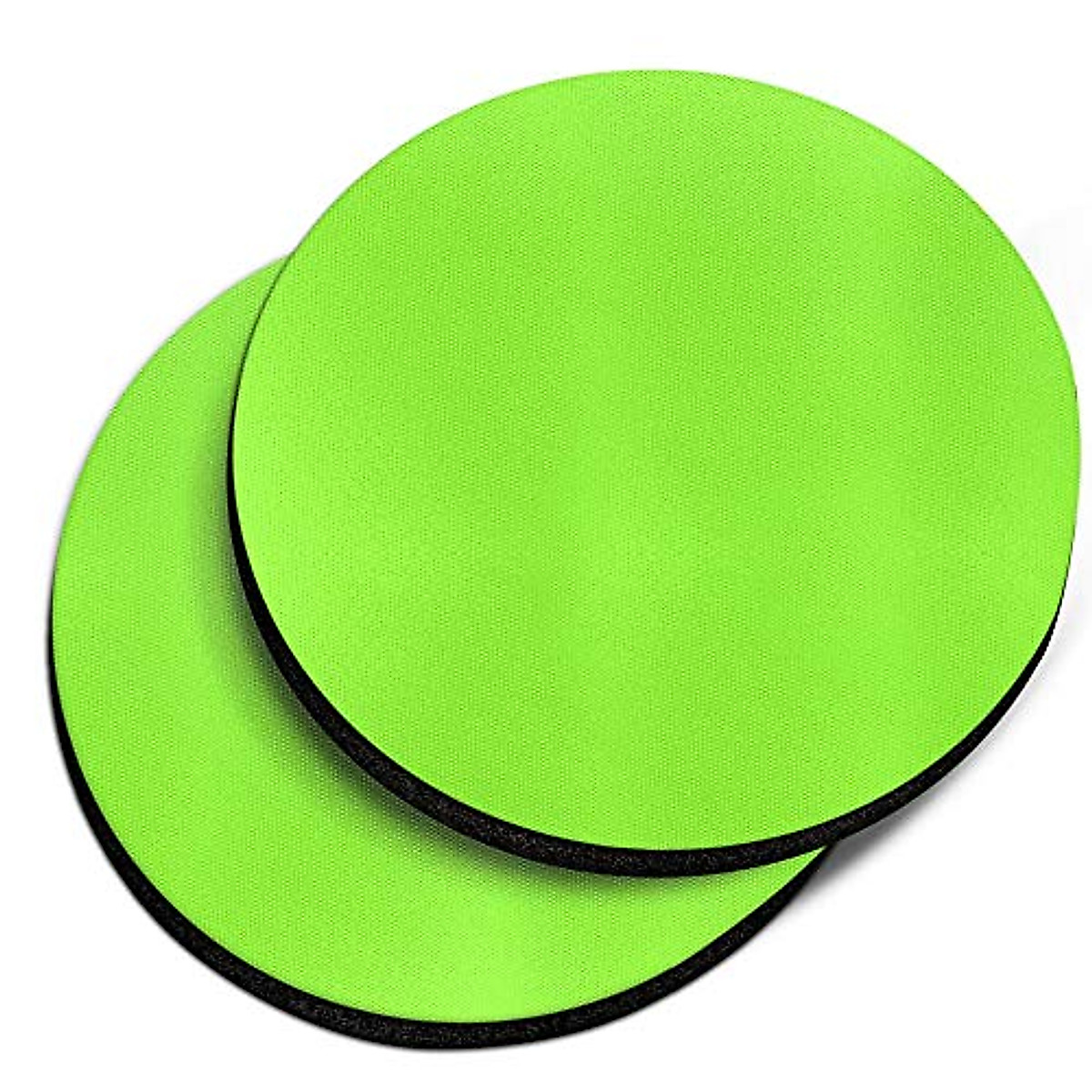 CARIBOU Coasters Neon Fluorescent Design Absorbent Round Fabric Felt Neoprene Car Coasters for Drinks (2.87 inches), 2pcs Set, Solid Green