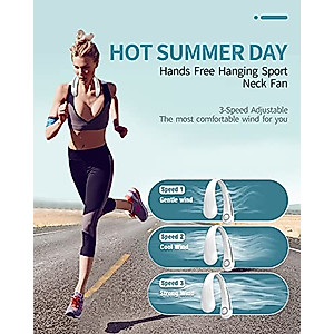 ABSKRYO Portable Neck Fan, Bladeless Cooling Fan, 8H Working Time, Headphone Design Personal Fan, Adjustable Neck Fan with 3 Speeds, for Travel Desk Bedroom
