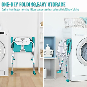 Folding Shower Chair for Inside Shower Stall, Bath Tub Shower Safety Seat Stool with Arms and Back Adjustable Height Shower Bench, Shower Seat for Inside Shower(Orange)