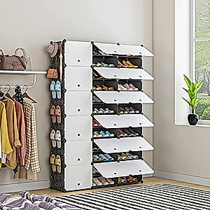 Aeitc 72 Pairs Shoe Rack Organizer Shoe Organizer Expandable Shoe Storage Cabinet Narrow Standing Stackable Space Saver Shoe Rack for Entryway, Hallway and Closet