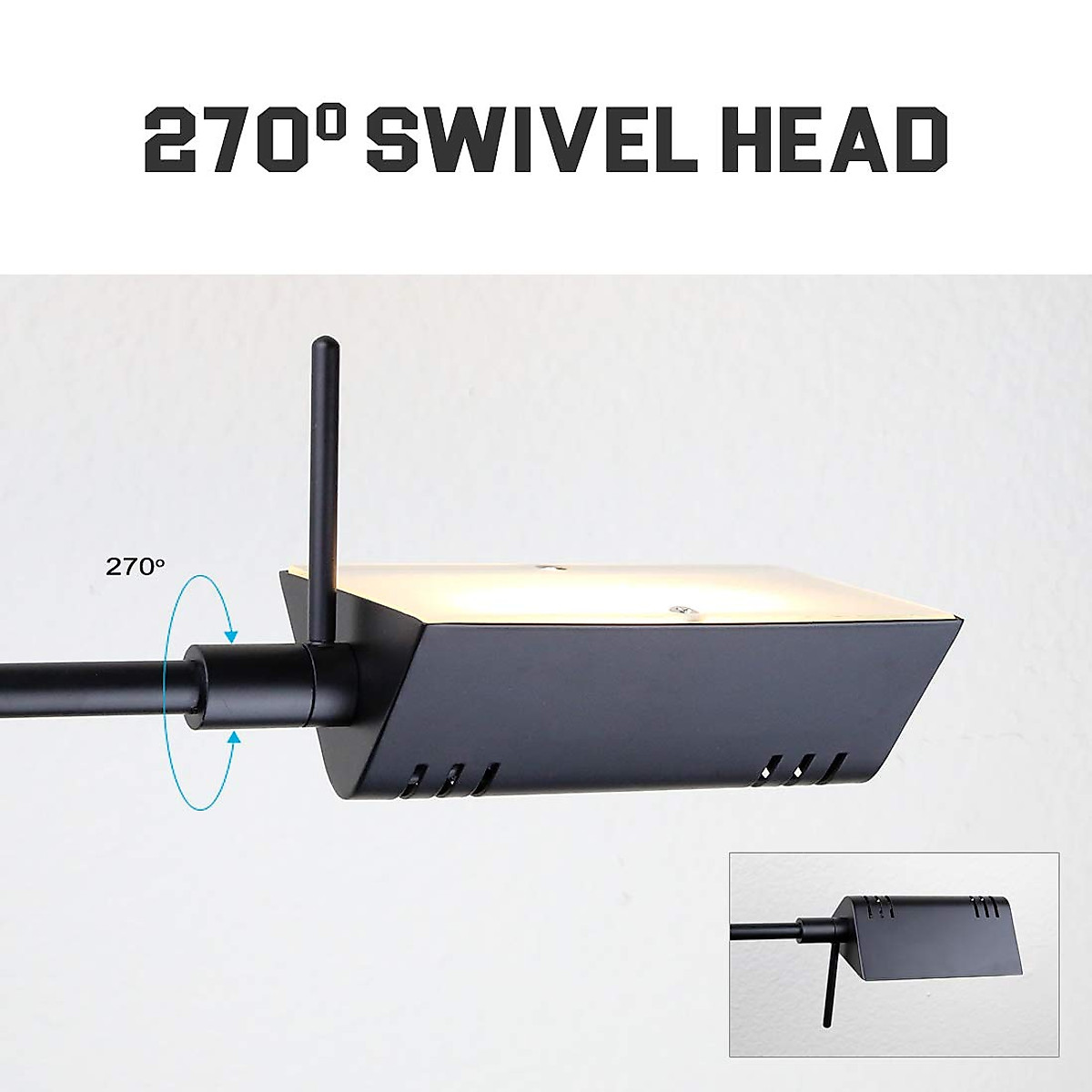 O’Bright Dimmable LED Pharmacy Floor Lamp, 12W LED, Full Range Dimming, 360 Degree Swing Arms, Adjustable Heights, Standing Lamp for Reading, Sewing, and Craft, ETL Listed (Black)