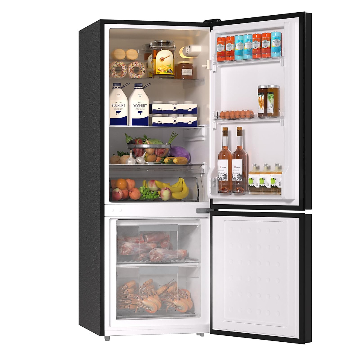 BANGSON 7.1 Cu.Ft Refrigerator with Freezer, Apartment Size Fridge with Bottom Freezer, Large Capacity, Energy Saving, Adjustable Thermostat, Low Noise, Black