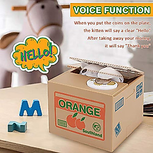 Kids Piggy Bank, Cat Kitty Stealing Coin Piggy Bank Bank Funny Toys and Gifts for Boys and Girls 3+ Years Old