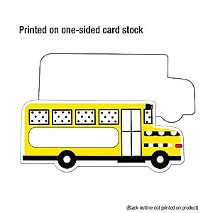 Schoolgirl Style Black, White & Stylish Brights 36-Piece School Bus Bulletin Board Cutouts, Yellow Bus Cutouts for Bulletin Board with White and Black Polka Dots, Back-to-School Classroom Décor