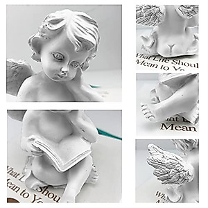 Cherubs Angels Resin Garden Statue Figurine , Adorable Angel Sculpture Memorial Statue, Indoor Outdoor Home Garden Decoration (Reading Cherub)