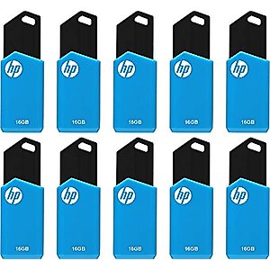 HP 16GB v150w USB 2.0 Flash Drive 10-Pack, Blue
