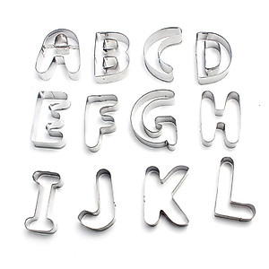 FantasyDay Gift Set Classic Holiday Large Alphabet Fruit Cookie Cutter Kit - 3 Inches - Stainless Steel Pastry Cutters Set for Biscuits, Dough, Fondant, Donuts - 26Pcs Educational Letters Cutters #1