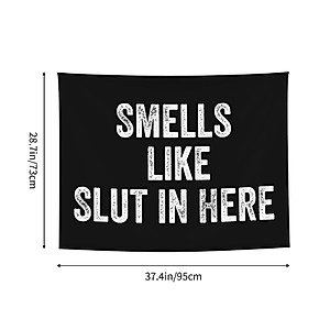 Haebfsl 29x37in Aesthetic Trippy Smells Like Slut In Here Tapestry For Bedroom And Living Room Decor