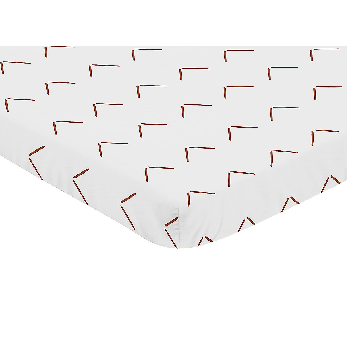 Sweet Jojo Designs Orange Arrow Boy Girl Fitted Mini Crib Sheet Baby Nursery Portable Crib Pack Play - Rust White Chevron Geometric Herringbone Mod Dino Modern Dinosaur Boho Dinosaurs Gender Neutral