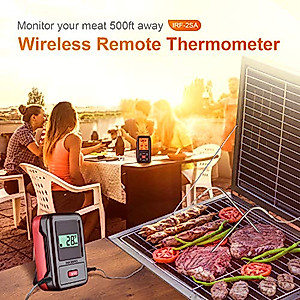 INKBIRD Wireless Meat Thermometer for Grilling, 500FT Dual Probes Smoker Temp Thermometer with Alarm, Timer, Backlight, Wireless Smart Grill Thermometer for Smoker, BBQ, Oven, Cooking (IRF-2SA-1)