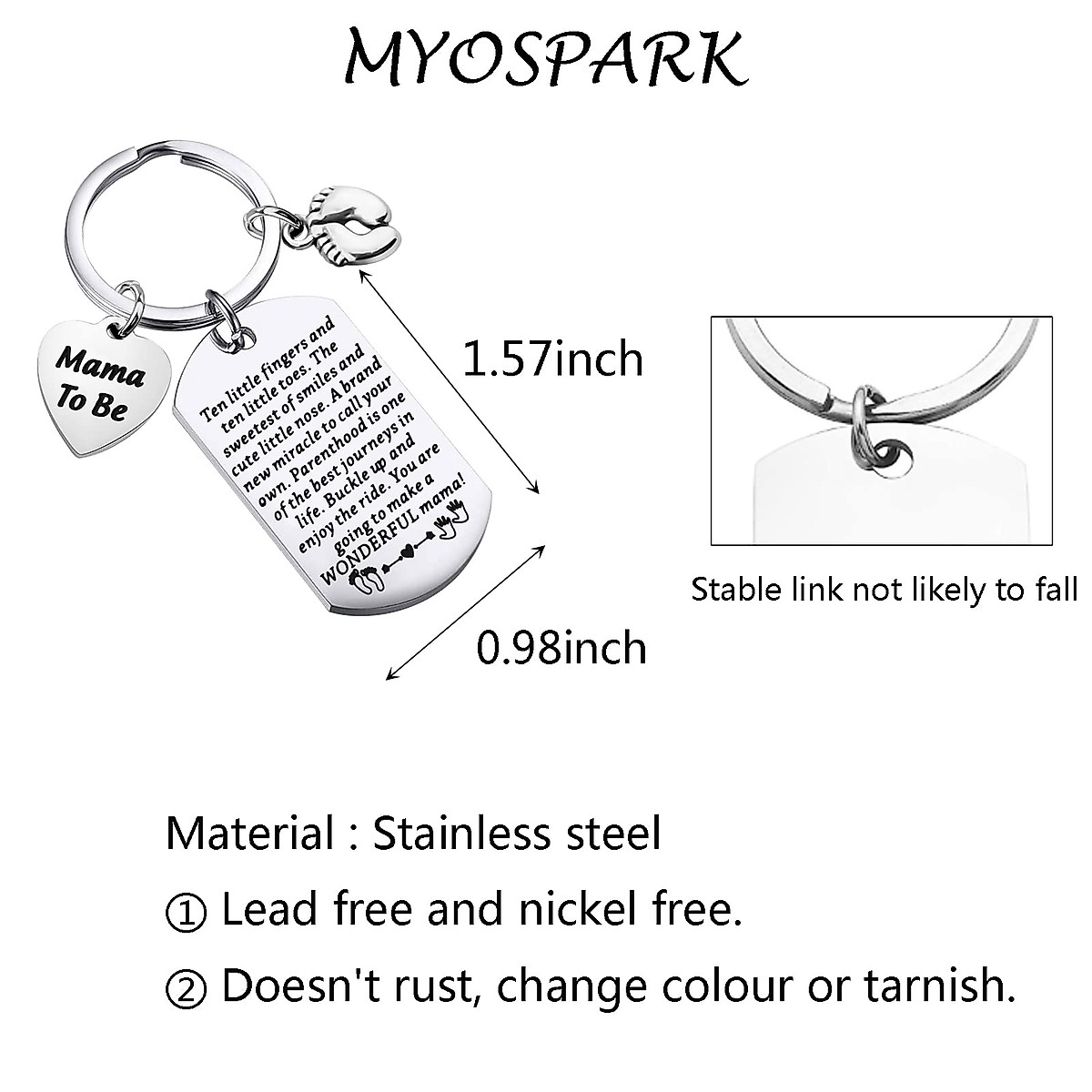 MYOSPARK Mommy To Be Gift New Mommy Keychain Baby Announcement Gift Expecting Mom Gift Parenthood Is One Of The Best Journeys (little fingers DT)