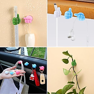 20 Pcs Self Adhesive Silicone Thumb Hooks – Multifunction Thumb Up Wall Hooks for Cable Clip, Key Holder, Wire Management, Small Command Hooks – Versatile Wall Hangers