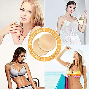 TopBine Round Yoga Bra pad Sports Bra Inserts Pads (C/D Beige)