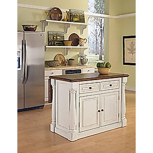Homestyles Monarch Kitchen Island Set, 50 Inch Width, Antique White
