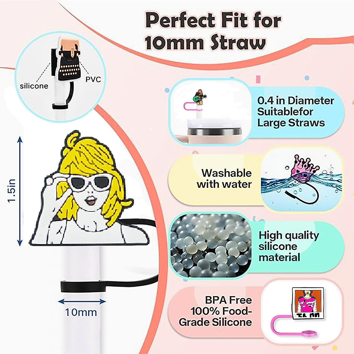 GIRERUAO 40 oz Stainless Steel Insulated Tumbler with Handle, Lid, and Straw, Includes 3 Straw Lids and 2 Letter Charms, Perfect for Water, Coffee, Iced Tea, Great Gift for Women (Purple)