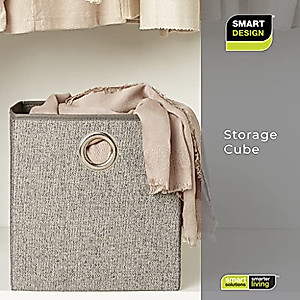 Smart Design Cube Organizer - Riveted Reinforced Handles - Heavy Duty Twill Polycotton Fabric - Storage, Arts, Crafts, Accessories, Plushies, Toys - Home Organization (10.5 x 11 Inch) (Gray) 6 Pack