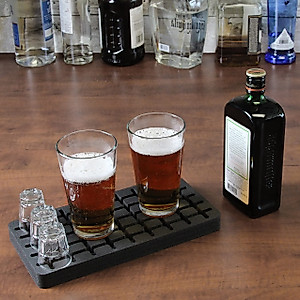 Polar Whale Bar Mat Durable Black Foam Modern Drip Spill Tray for Bar Home Kitchen Club Party Serving Rack Cocktail Professional Drink Mixing Bartender Service Non-Slip Non-Scratch 12 x 6 Inches