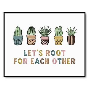 Let's Root For Each Other, Kids Bedroom Wall Art Decor, Children's Inspiration Quote, Plant Decor, Playroom Decor, Be Kind, Child Art, Boho Classroom Decor, Unframed (8X10 INCH)