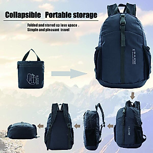 DUSWEN Foldable Backpack Lightweight Water Resistant Handy Outdoor Hiking Camping Bags for Women & Men (Gray)