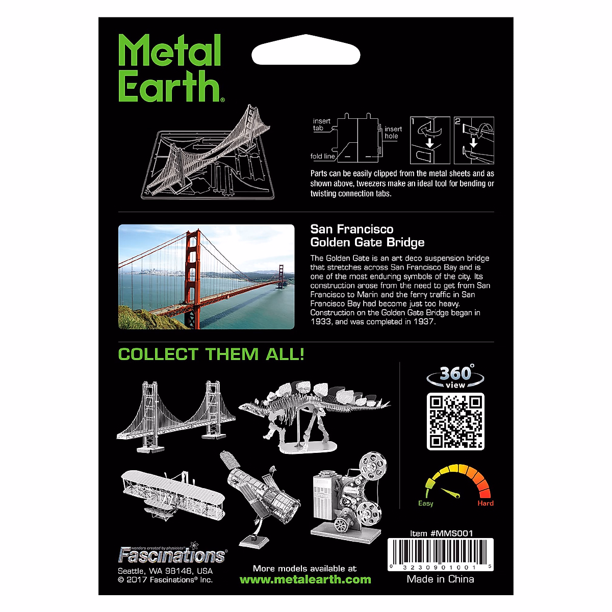 Metal Earth San Francisco Golden Gate Bridge 3D Metal Model Kit Bundle with Tweezers Fascinations