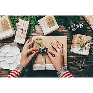 Boho Simple Christmas Gift Tag Adhesive Stickers – 2 x 3 Inch Labels, Roll of 100 with Minimalist Designs – Merry Christmas, Noel, and Candle, Made in The USA