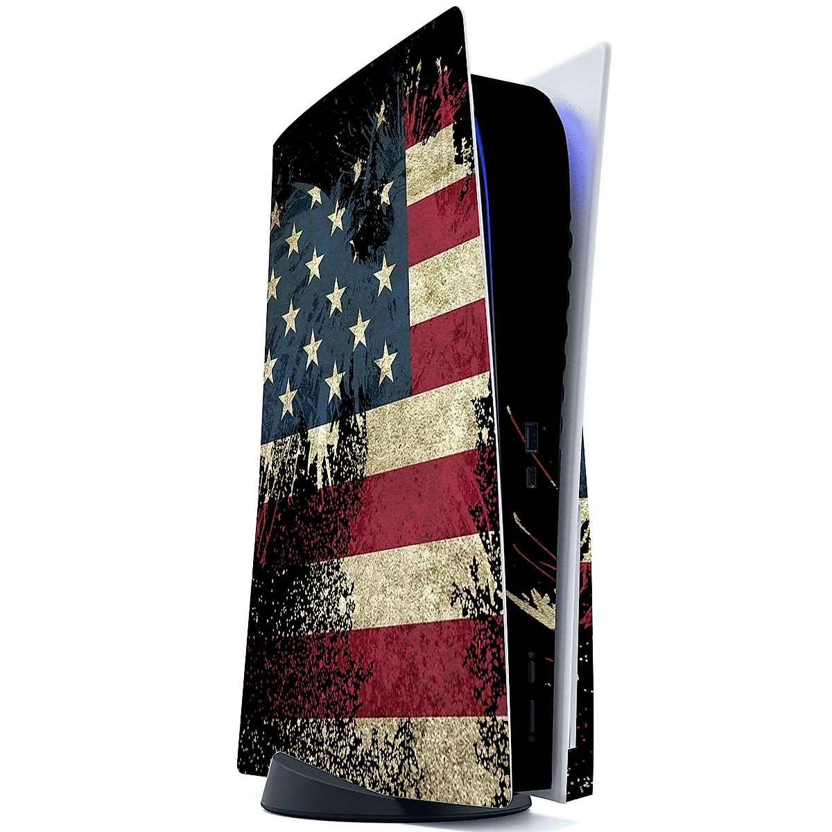 PlayVital US Flag The Stars & Stripes Full Set Skin Decal for ps5 Console Disc Edition, Sticker Vinyl Decal for ps5 Controller & Charging Station & Headset & Media Remote