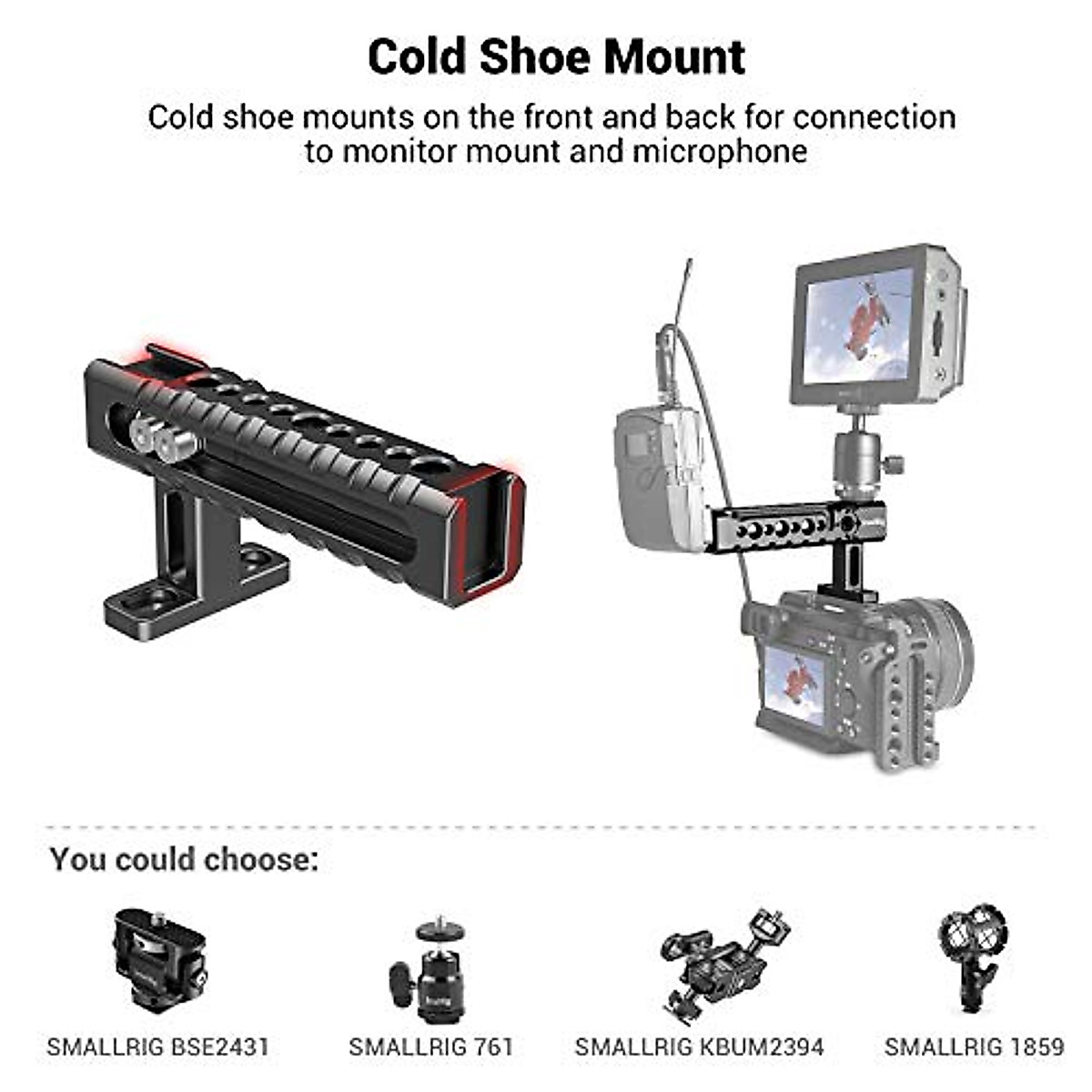 SmallRig Top Handle Grip with Locating Point for Arri, Adjustable Camera Handle with Mounting Points, Shoe Mount for Video Camera Cages, LED Lights Microphones- 1984