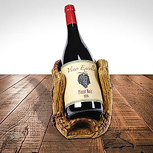EXCELLO GLOBAL PRODUCTS Wine Bottle Holder: Unique Decorative Baseball Glove Design for Tabletop Display in Home, Kitchen, or Bar