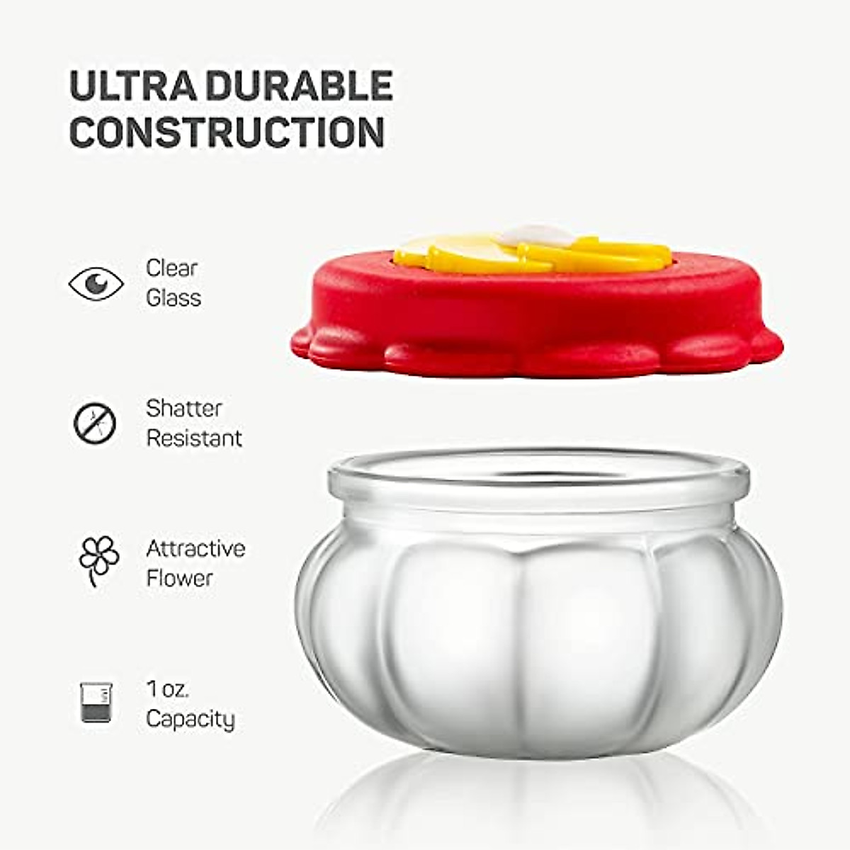 Handheld Small Glass Hummingbird Feeders (Set of 2) with Window Suction Mount Base - Window/Handheld or Tabletop Mini Hummingbird Feeders for Outdoors