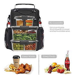 Sethruki Lunch Bag Insulated Lunch Box Lunch Shoulder Tote Bag Drinks Holder Durable Oxford Thermal Snacks Organizer for Women Men Work Picnic Hiking Beach Fishing