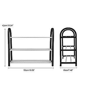 Gorgeri Shoes Rack, Plastic + Aluminum Metal Shoe Storage Organizer Standing Shelf DIY Home Organizer (3 Tiers: 50 * 19 * 42cm / 19.69 * 7.48 * 16.54in)