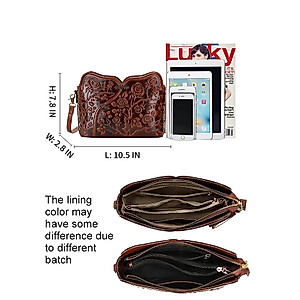 PIJUSHI Designer Leather Handbags for Women Ladies Floral Crossbody Shoulder Bags Clutch Purse (20093 Brown)