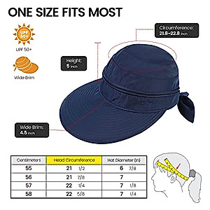 Simplicity Packable Sun Hat Women UV Protection Summer Hat Sun Hats w/Ponytail Dark Blue