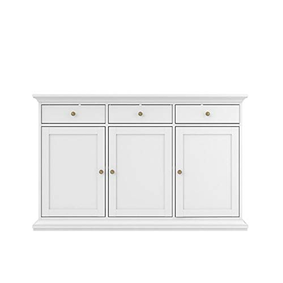 Pemberly Row Contemporary Sideboard Cabinet, Buffet Credenza with 3 Doors and 3 Drawers in White
