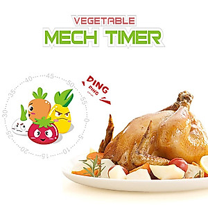Golandstar Cute Cartoon Vegetables Timers 60 Minutes Mechanical Kitchen Cooking Timer Clock Loud Alarm Counters Mini Size Manual Timer (White - Onion)