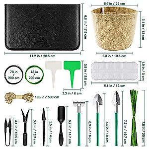 Arrinew Succulent Tools, Mini Garden Tool Set Bonsai Tree Kit with Burlap Pots Hand Shovel Rake Scissors, Indoor Plant Care Tool Accessories Gardening Gifts for Women Starter & Seniors